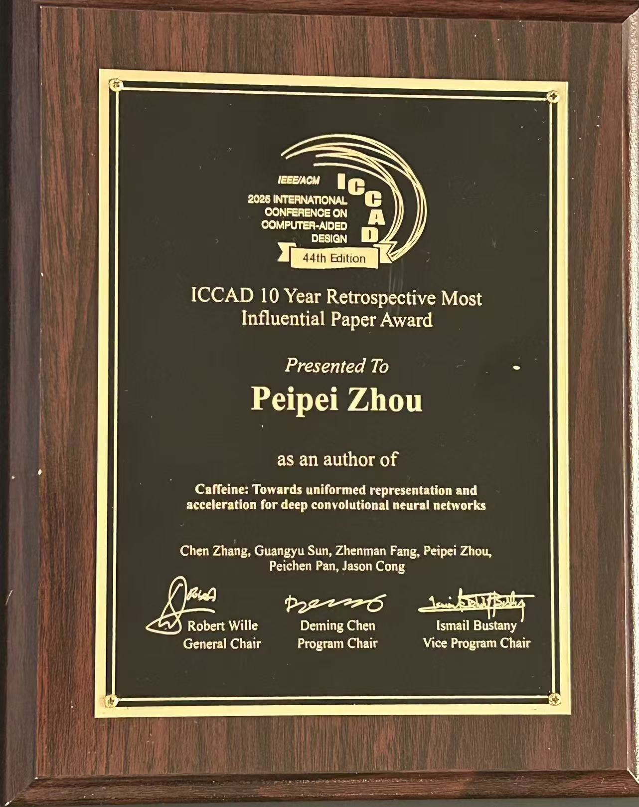 2025/11/20 Prof. Zhou awarded 10-Year Most Influential Paper at ICCAD ...